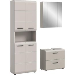 Welltime Badm&ouml;bel-Set &raquo;FLORENZ, 3-teilige Badkombination, hochwertige MDF-Front&laquo; Set, 3 Stk. tlg. beige Holzwerkstoff, MDF B/H/T: 135cmcm x 185cmcm x 