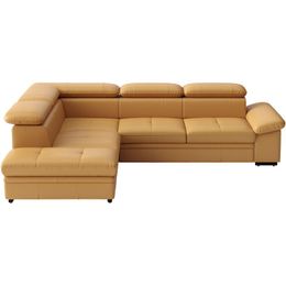 Sit & More sit&more Ecksofa &raquo;Viola, L-Form, Leder, B: 249 cm&laquo; optional mit Schlaffunktion beige B/H/T: 249cm x 73cm x 226cm, NaturLEDER Stoff, Ottomane links, 