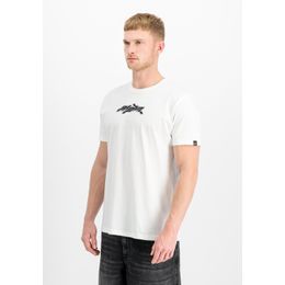 Herren T-Shirt "3D Wavy Backprint T-Shirt", wei&szlig;, Gr. XL, Alpha Industries, Obermaterial: 100% Baumwolle, Shirts