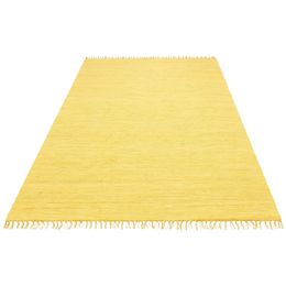 Teppich OTTO HOME, B:40cm H:5mm L:60cm, gelb, Baumwolle, Wohnzimmer, Teppiche, "Paul, Handwebteppich", reine Baumwolle, Uni, handgewebt,