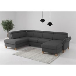 OTTO home Wohnlandschaft &raquo;Glendale, U-Form&laquo; inkl. Kopfteilverstellung, wahlweise mit Vorziehsitz und Bettkasten grau 95% Polyester, 5% Polyamid B/H/T: