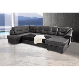 Sit & More sit&more Wohnlandschaft &raquo;Savoni U-Form&laquo; wahlweise mit Schlaffunktion grau NaturLEDER (echtes Rindsleder) in Sitz und R&uuml;cken. Korpus in passendem 