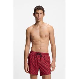 Hugo Underwear Herren HUGO Underwear Badeshorts &raquo;AARON&laquo; mit Schachbrett-Logos, elastischer Bund rot L (52), N-Gr