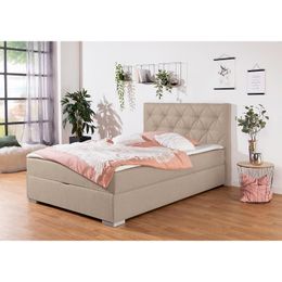 Home Affaire Boxbett &raquo;Tynan&laquo; wahlweise mit Bettkasten, in H2, H3 & H4 erh&auml;ltilich beige Struktur Mit Bettkasten, Liegefl&auml;che B/L: 140cm x 200cm, 