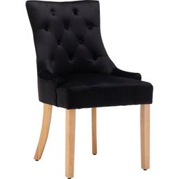 M&ouml;bilia 4-Fu&szlig;stuhl &raquo;Doncaster&laquo; (Set) 2 Stk.mit Knopfheftung im R&uuml;cken schwarz Samt (100% Polyester), Heveaholz B/H/T: 56cm x 91cm x 63cm, 2 Stk., Samt, 