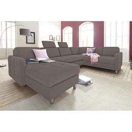 Sit & More sit&more Wohnlandschaft &raquo;Pablo U-Form&laquo; wahlweise mit Schlaffunktion und Bettkasten grau Struktur (100% Polyester);Kunstleder SOFTLUX ;Luxus-Microfaser