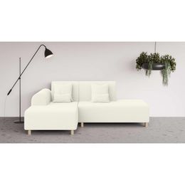 OTTO home Ecksofa &raquo;Suyala&laquo; L-Form mit Hocker beige 100% Polyester B/H/T: 258cm x 85cm x 168cm, Struktur, Recamiere links, ohne Hocker
