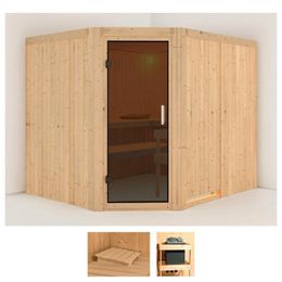 Karibu Sauna &raquo;Marit&laquo; Set, ohne Ofen beige ohne Ofen, (ohne Ofen)