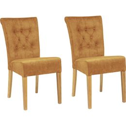 Home Affaire Polsterstuhl &raquo;Queen&laquo; (Set) 2 Stk.Esszimmerstuhl mit Knopfheftung, 2er, 4er oder 6er-Set gold 100% Polyester B/H/T: 46cm x 93cm x 64cm, 2 