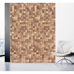 queence Fototapete &raquo;Steinoptik Mosaik&laquo; Motiv bedruckt glatt Wandpaneele, selbstklebend, Tapete, Sticker, Wanddeko, XXL-Fotomotiv braun Vinyl B/L: 90m,