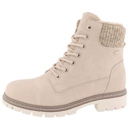 Tom Tailor Damen Tom Tailor Schn&uuml;rboots Winterboots mit wasserabweisendem TEX, Komfortweite G beige 37