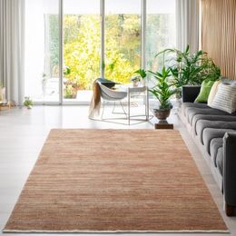 Gino Falcone Teppich &raquo;Corduletta UNI&laquo; rechteckig 10 mm H&ouml;he Kurzflor, meliert, moderne Cord Struktur, mit Fransen braun Polypropylen B : 120cm 1 Stk., 10mm, L: 