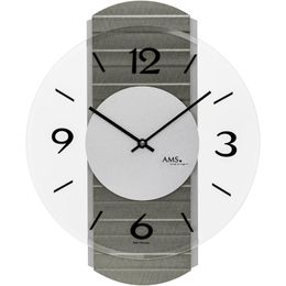 AMS Unisex AMS Wanduhr Quarzuhr, Made in Germany, Holz, Wohnzimmer, Esszimmer, Arbeitszimmer bunt B/H/L: 27cm x 4cm x 34cm