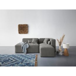 Home Affaire Ecksofa &raquo;Sundstrup L-Form&laquo; Modulserie, individuelle Zusammenstellung grau 100% Polyester B/H/T: 233cm x 76,5cm x 93cm, Samtoptik, 