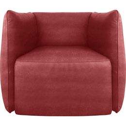 Egoitaliano Sessel &raquo;Ludo Loungesessel, Designsessel, Clubsessel, elegant und zeitlos&laquo; mit tollem Sitzkomfort, Solit&auml;rsessel rot Luxus-Micofaser Lederoptik (100% 