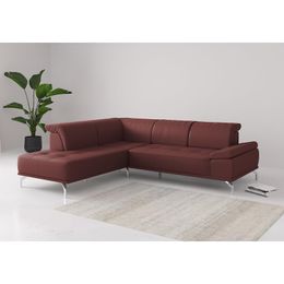 OTTO home Ecksofa &raquo;Caluna&laquo; Inkl.Sitztiefenverstellung, wahlweise mit Kopf- und Armteilverstellung rot B/H/T: 274cm x 81cm x 235cm, NaturLEDER Stoff, 