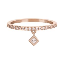 CAI CA&Iuml; Damen Fingerring "925 Sterling Silber ros&eacute; vergoldet Anh&auml;nger Raute Zirkonia", 054 (17,2), Silber 925 (Sterlingsilber), rosa, Silber 925