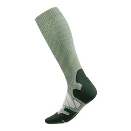 Bauerfeind Herren Sportsocken "Outdoor Merino Compression Socks", Gr. 43, gr&uuml;n, Polyamid, unifarben mit Farbeinsatz, Socken, mit hohem Anteil an