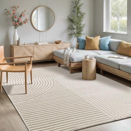 MERINOS Teppich &raquo;Elio&laquo; rechteckig 16 mm H&ouml;he moderner Kurzflor Teppich mit Hoch-Tief-Effekt, 3D Effekt beige Polyester, Polypropylen B : 200cm 1 Stk.,