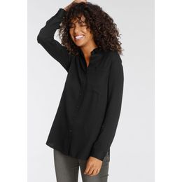 Tamaris Damen Hemdbluse "mit lockerem Schnitt, aus flie&szlig;ender Viskose-Qualit&auml;t", schwarz, Gr. 44, unifarben, Web, Obermaterial: 100% Viskose, Blusen,
