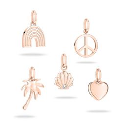 Tamaris Anh&auml;nger Set &raquo;Multipack All About Beads Regenbogen Peace-Zeichen Palme Muschel Herz&laquo; Set, 5 Stk. tlg. mit Zirkonia (synth.) rosa Edelstahl, 