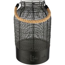 Gilde Windlicht &raquo;Windlicht rund Lebe, Liebe, Lache schwarz H. 33 cm&laquo; schwarz Eisen B/H/T: 20cm x 33cm x 20cm