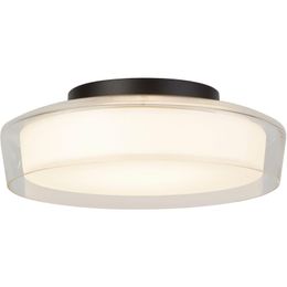 Searchlight Deckenleuchte &raquo;Puck Flush - Black Metal, Clear & Opal Glass&laquo; LED-Modul 1 Stk. Warmwei&szlig; wei&szlig; 1, &Oslash; 30cm H: 10cm, 1 Stk.
