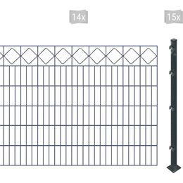 Arvotec Doppelstabmattenzaun &raquo;ESSENTIAL 120 zum Aufschrauben "Karo" mit Zierleiste&laquo; Zaunh&ouml;he 120 cm, Zaunl&auml;nge 2 - 60 m grau Kunststoff, Stahl H/L: 120cm x 