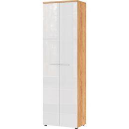 Germania Garderobenschrank &raquo;Aledo&laquo; mit ausziehbarer Kleiderstange, Front in Hochglanz wei&szlig; Holzwerkstoff, MDF Navarra-Eiche-Nachbildung, B/H/T: 60cm x