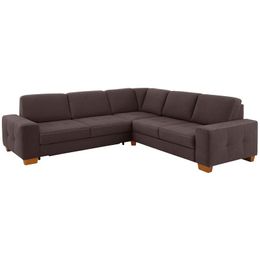 OTTO home Ecksofa &raquo;Puccini L-Form&laquo; mit Federkern, Sitztiefenverstellung, Kontrastnaht braun Luxus-Microfaser Lederoptik (100% Polyester);Luxus-