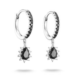 Thomas Sabo Damen Thomas Sabo Paar Creolen &raquo;True Romance Ohrschmuck "Tropfen"&laquo; mit Zirkonia (synth.) schwarz Silber 925 (recycelt)
