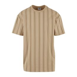 Urban Classics Herren T-Shirt "Urban Classics Printed Pinstripe Tee", beige, Gr. S, gestreift, 100% Baumwolle, Shirts