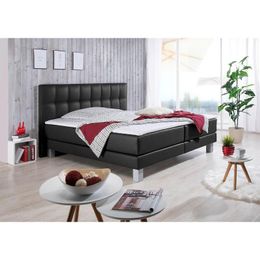 Home Affaire Boxspringbett &raquo;Tavira&laquo; in 4 Breiten, 4 Farben und 3 Matratzenarten, incl. Topper schwarz Kunstleder, Liegefl&auml;che B/L: 180cm x 200cm 