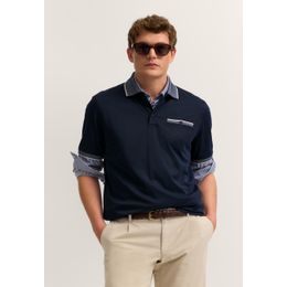 Bugatti Herren Poloshirt, blau, Gr. XL, unifarben, 50% Baumwolle, 50% Polyester, Shirts, Modern Fit mit einer Brusttasche