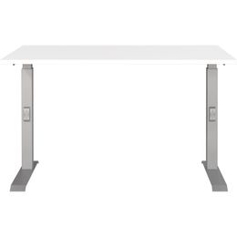 Germania Schreibtisch &raquo;Downey&laquo; h&ouml;henverstellbar von 68-91 cm, verf&uuml;gbar in verschiedenen Breiten wei&szlig; B/H/T: 120cm x 91cm x 80cm, Gestellfarbe Silber