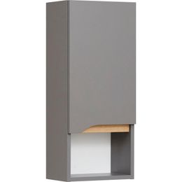 H&auml;ngeschrank &raquo;Quickset Wand-Badschrank 30 cm breit mit 1 T&uuml;r, 1 offenes Fach&laquo; Badezimmer-H&auml;ngeschrank inkl. T&uuml;rd&auml;mpfer, grifflos grau Holzwerkstoff 