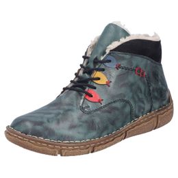 Rieker Damen Winterboots, Gr. 38, gr&uuml;n, Lederimitat, Textil, used, Schuhe, Schn&uuml;rboots, Stiefelette mit gepolstertem Schaftrand