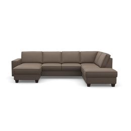 OTTO home Wohnlandschaft &raquo;County U-Form&laquo; wahlweise Ottomane links oder rechts, mit Federkern-Polsterung braun Luxus-Microfaser (100% Polyester);
