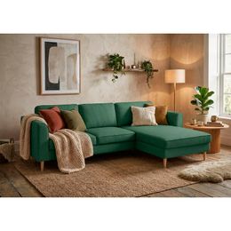 Home Affaire Ecksofa &raquo;Booster, whlw. mit Schlaffunktion & Bettkasten, Fu&szlig; Buche lackiert&laquo; Recamiere beidseitig montierbar, L-Form, in Cord & Struktur,