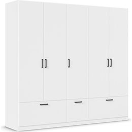 Rauch Dreht&uuml;renschrank &raquo;Kleiderschrank Schrank Garderobe W&auml;scheschrank BARI&laquo; mit Schubk&auml;sten und modernem Griff in Graumetallic MADE IN GERMANY wei&szlig; 