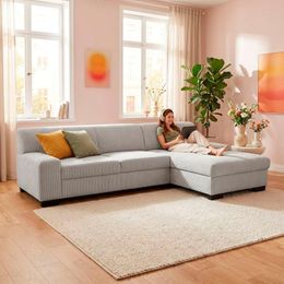 OTTO home Ecksofa &raquo;Faxe 268 x 153 cm, auch mit Schlaffunktion&laquo; L-Form, aus haustierfreundlichem Pet Friendly Cord grau 90% Polyester, 10% Nylon B/H/T: