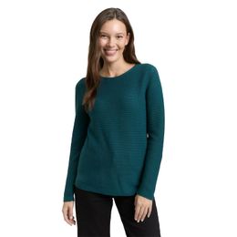 Tom Tailor Damen Tom Tailor Rundhalspullover &raquo;Regular&laquo; aus Rippstrick gr&uuml;n XS
