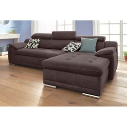 Sit & More sit&more Ecksofa &raquo;Andiamo L-Form&laquo; wahlweise mit Schlaffunktion, inklusive Kopfteilverstellung braun Kunstleder SOFTLUX ;Luxus-Microfaser ALTARA NUBUCK