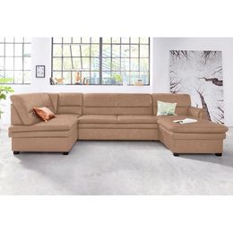 Sit & More sit&more Wohnlandschaft &raquo;Pisa U-Form&laquo; mit Federkern, wahlweise mit Schlaffunktion braun Flachgewebe (100% Polyester);Luxus-Microfaser1 (100% Polyester