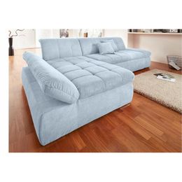 DOMO collection Ecksofa &raquo;NMORIC XXL, 300x172x80cm, viel Platz, bequem, L-Form&laquo; wahlweise mit Bettfunktion und Armlehnverstellung blau Chenille (85% 