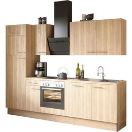Optifit K&uuml;che &raquo;Klara&laquo; Breite 270 cm, wahlweise mit E-Ger&auml;ten braun B/H/T: 270cm x 60cm, ohne E-Ger&auml;te