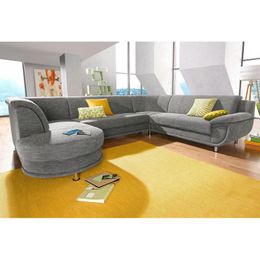 Trendmanufaktur Wohnlandschaft &raquo;Rondo, wahlweine mit Federkern, Breite 320cm, U-Form&laquo; inkl.Federkern und mit Bettfunktion braun Softlux -Kunstleder;
