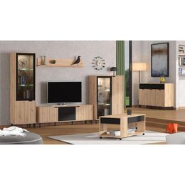 Home Affaire Wohnzimmer-Set &raquo;Mayenne, inkl. Vitrine H195cm, Highboard H137,5cm, TV-Board, Wandregal&laquo; Komplett-Set, 4 Stk. tlg. braun Glas, 