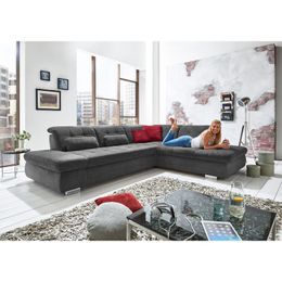 Die PlanBar Ecksofa &raquo;MP-IN17004 L-Form, Breite 323 cm, mit Federkern-Polsterung&laquo; inkl. Sitztiefenverstellung, wahlweise weitere Funktionen grau 100% 