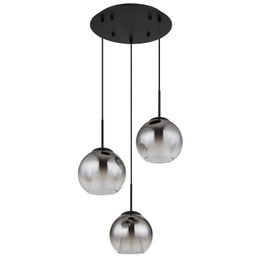 Globo LIGHTING Pendelleuchte &raquo;BARRY&laquo; E27 1 Stk. H&auml;ngeleuchte, Essbereich, H&auml;ngelampe, Glaskugeln schwarz 3, &Oslash; 20cm H: 120cm, 1 Stk.